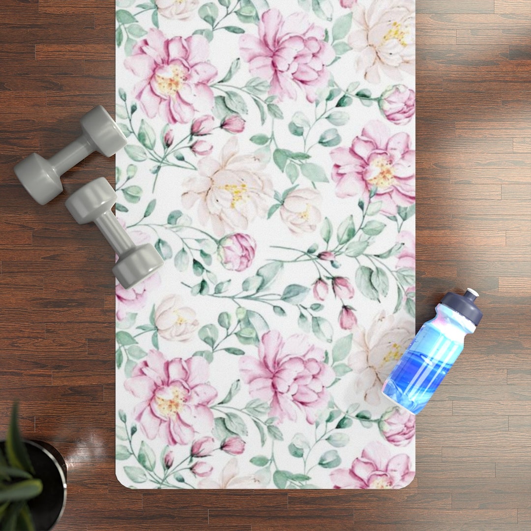 Watercolor Floral Yoga Mat, Flower Mat, Pilates Mat, Cute Exercise Mat ...