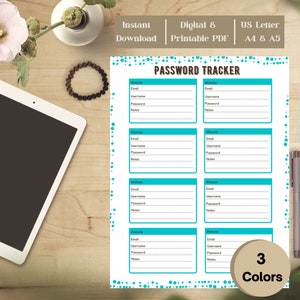 Password Tracker, Password Log Printable, Digital Password Keeper ...
