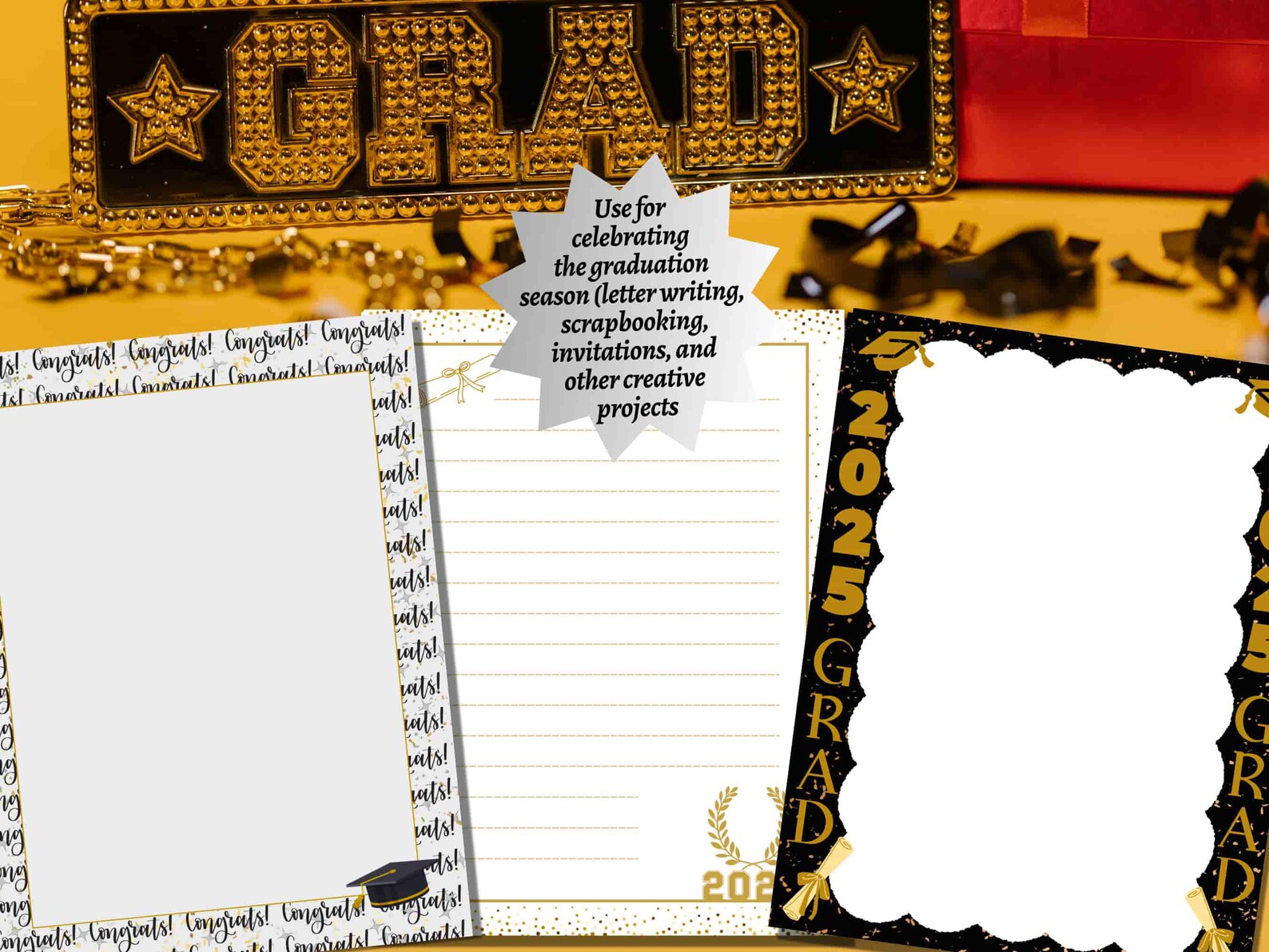 Graduation 2025 Border and Stationery Paper, Printable Celebrate ...