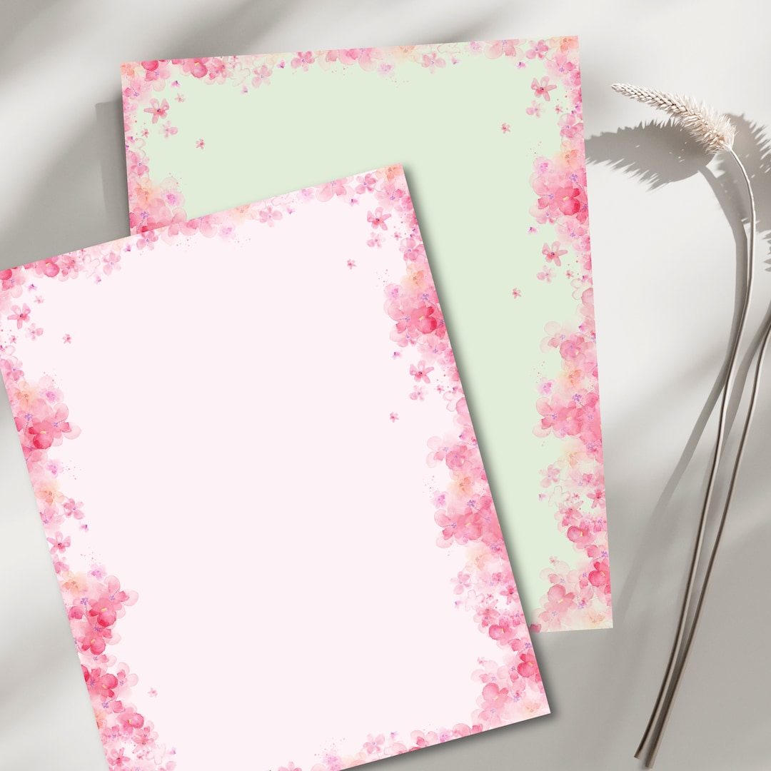 Watercolor Floral Border Paper, Digital Scrapbooking, Crafts ...