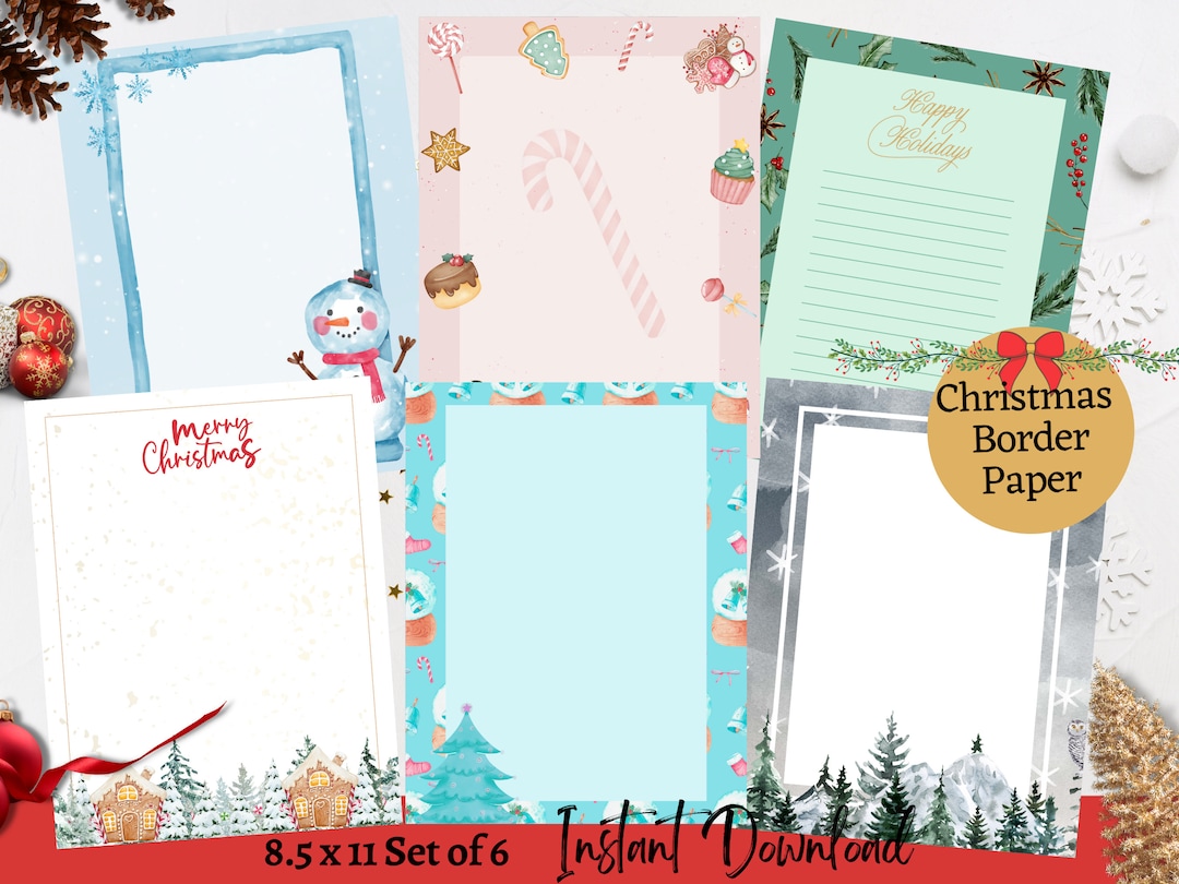 Christmas Watercolor Border Paper, Cute Christmas Borders, Watercolor ...