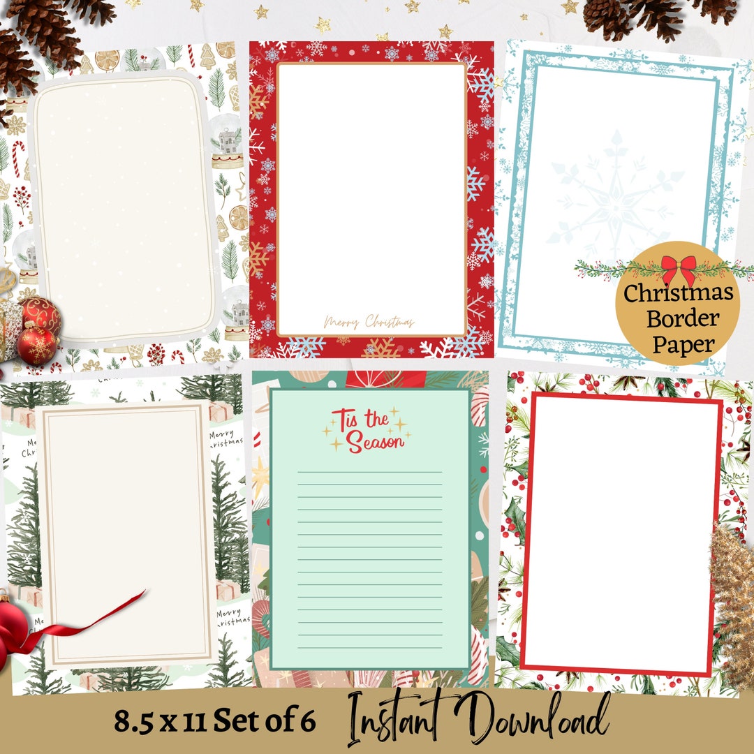 Holiday Border Paper, Printable Christmas Frames, Christmas Printables ...