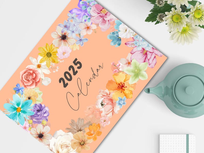 2025 Calendar Bible Verses, Printable Watercolor Flowers Calendar ...
