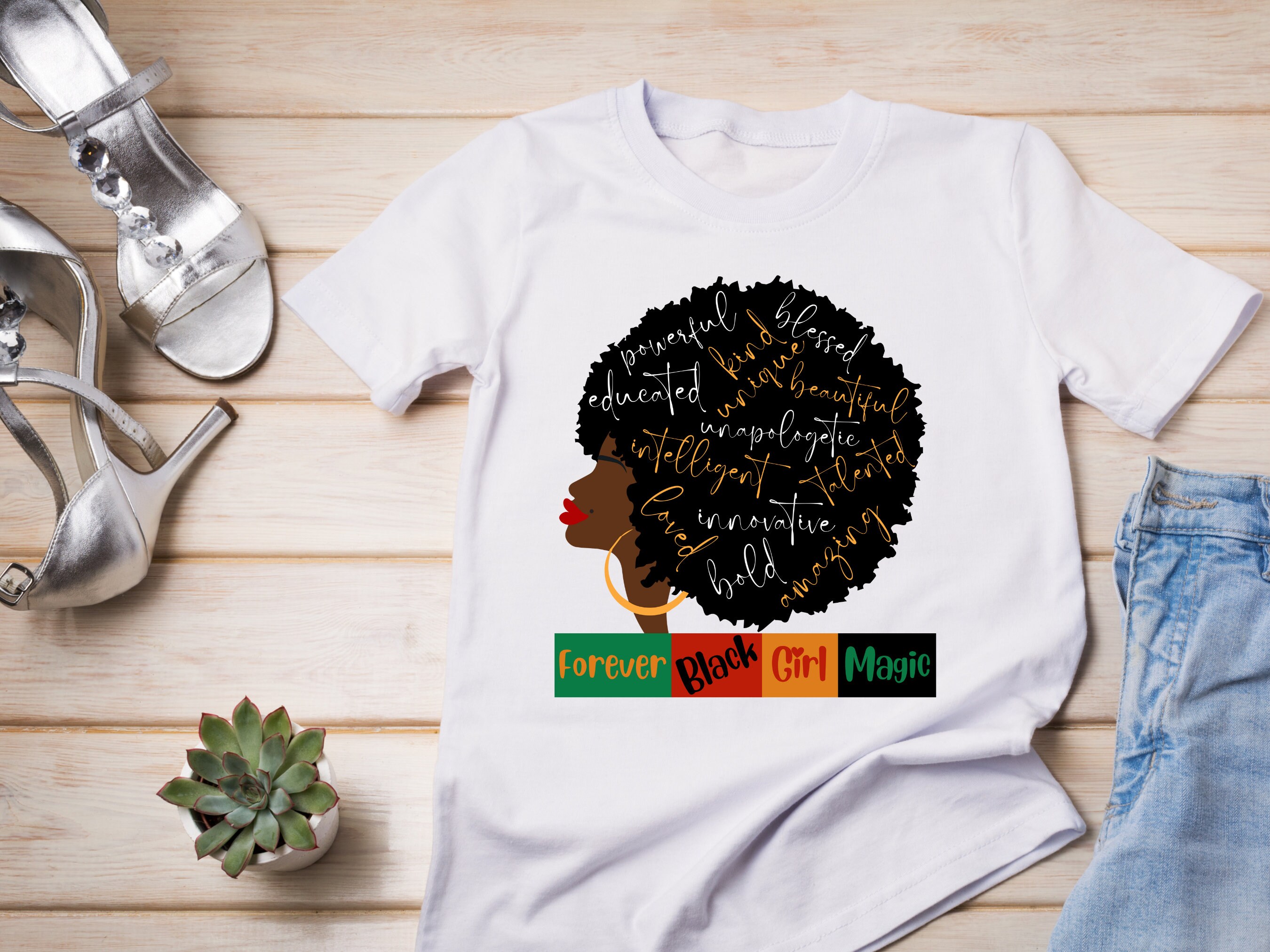 Forever Black Girl Magic, Afro Woman Shirt, Black History Month Shirt ...