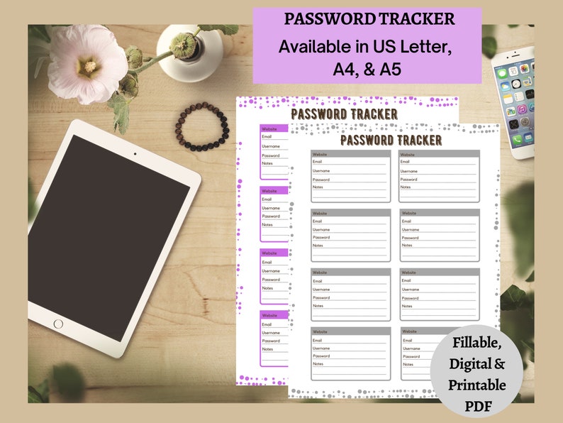 Password Tracker, Password Log Printable, Digital Password Keeper ...