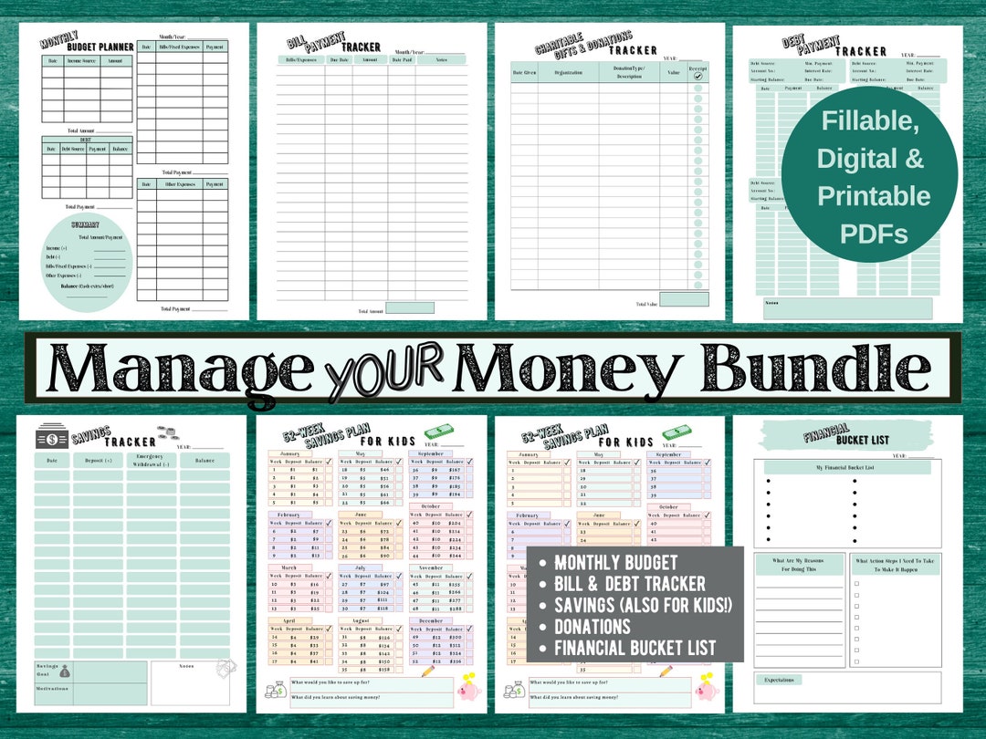 Manage Your Money Bundle, Monthly Budget Planner, Debt Tracker, Budget ...