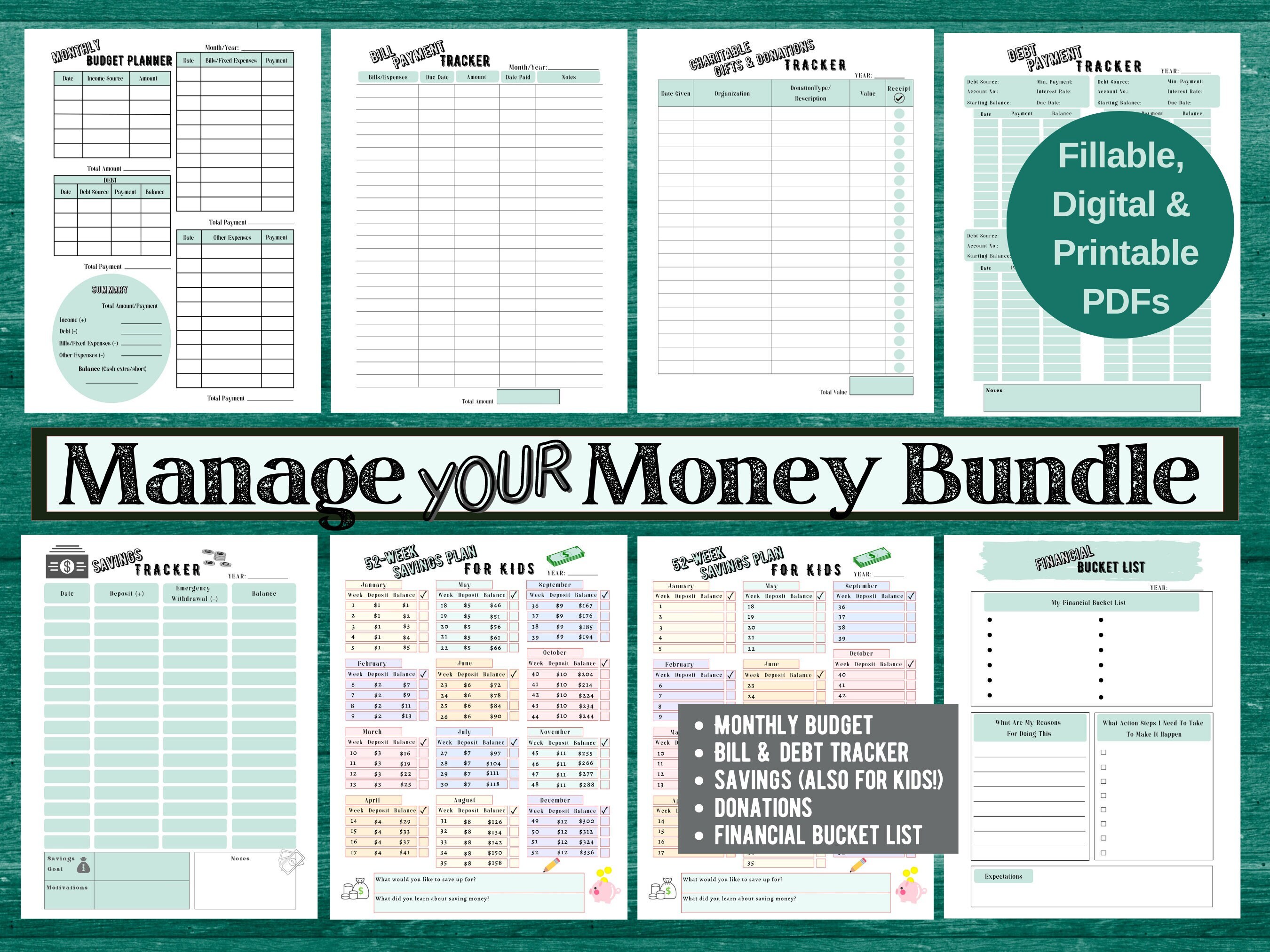Manage Your Money Bundle, Monthly Budget Planner, Debt Tracker, Budget ...