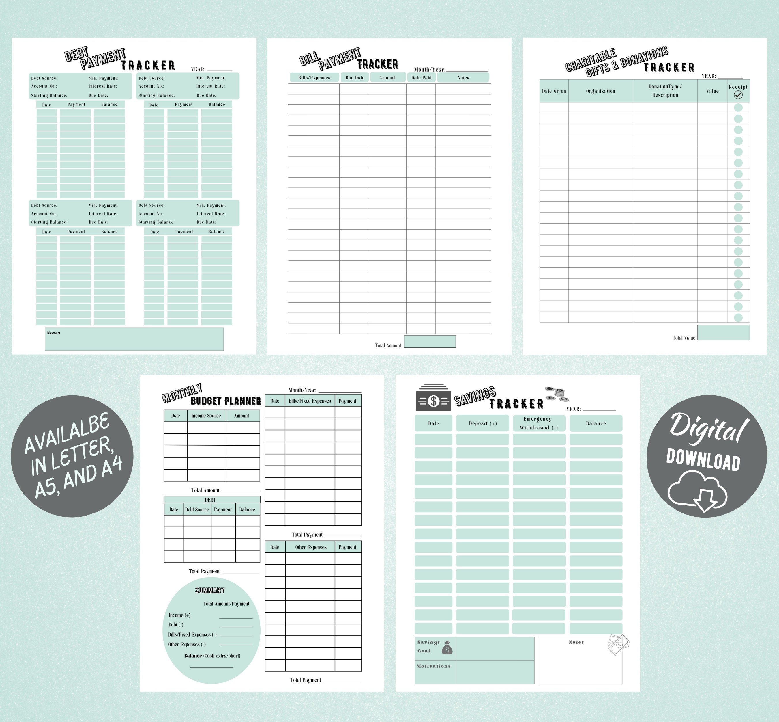 Manage Your Money Bundle, Monthly Budget Planner, Debt Tracker, Budget ...