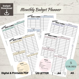 Monthly Budget Planner, Debt Payment Tracker, Budget Template, Income ...