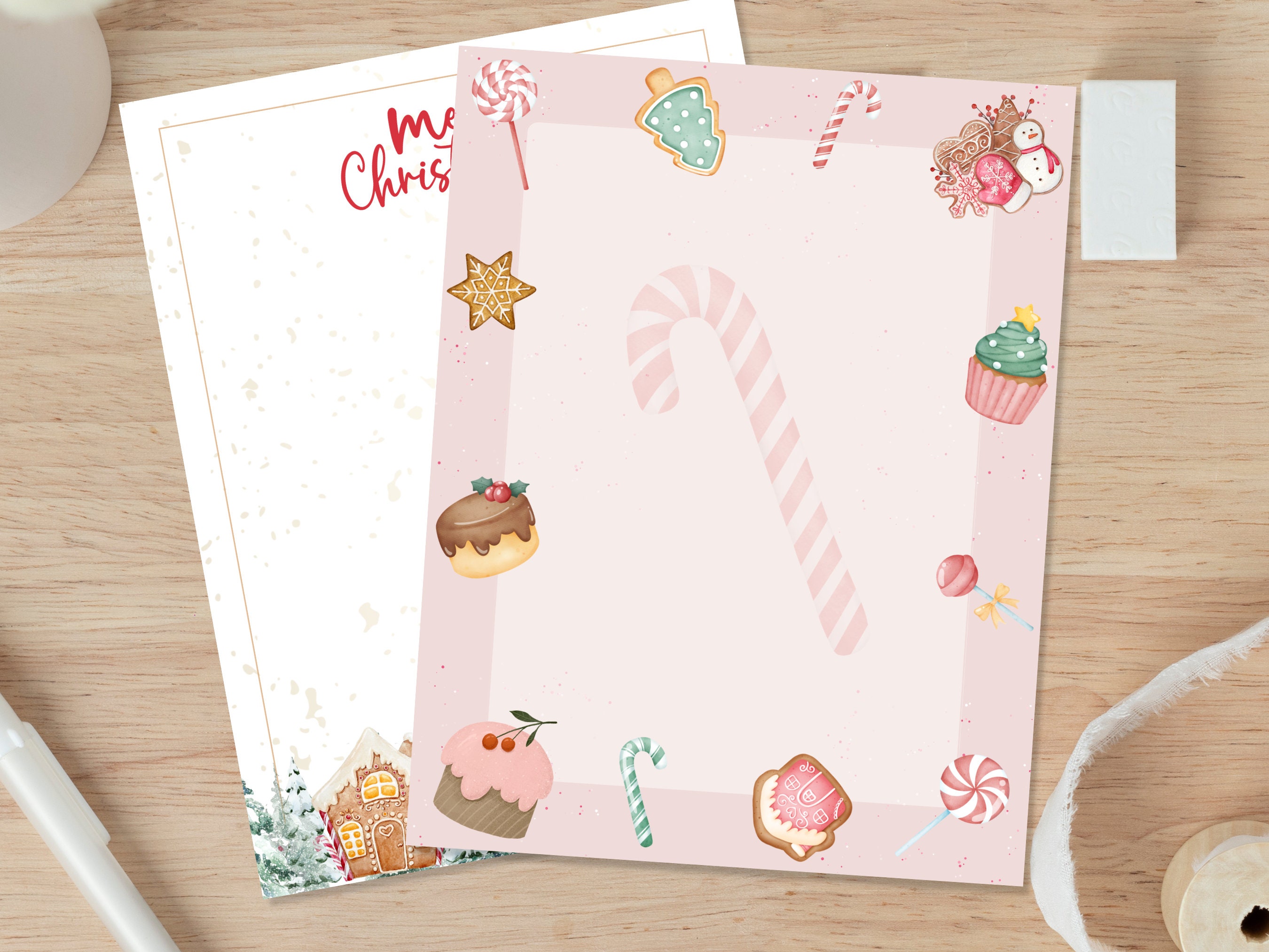 Christmas Watercolor Border Paper, Cute Christmas Borders, Watercolor ...