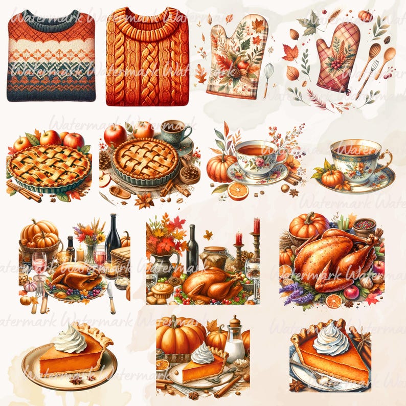 Autumn and Thanksgiving Clipart Png Bundle, Fall Vibes Png, Fall ...