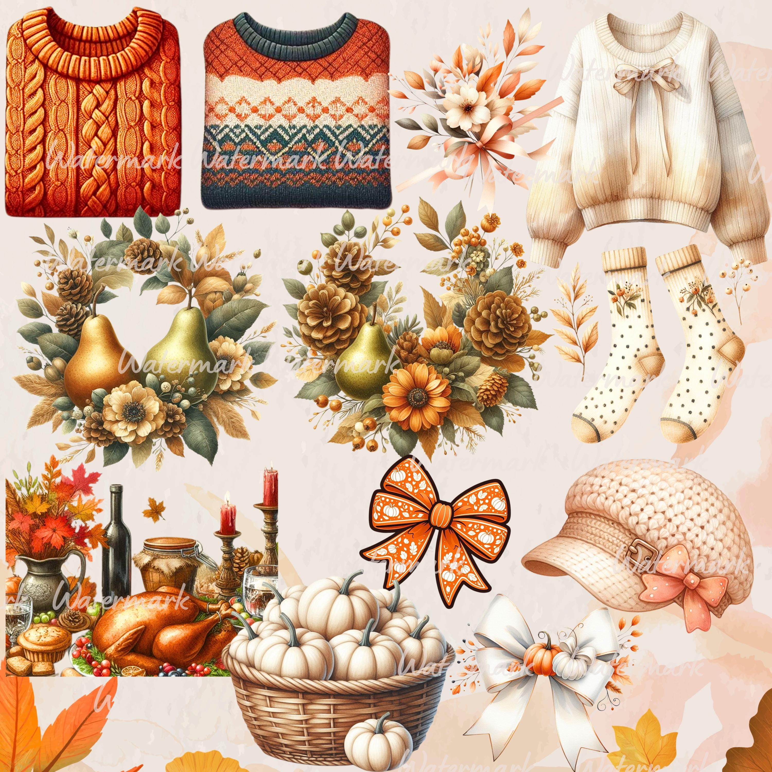Autumn and Thanksgiving Clipart Png Bundle, Fall Vibes Png, Fall ...