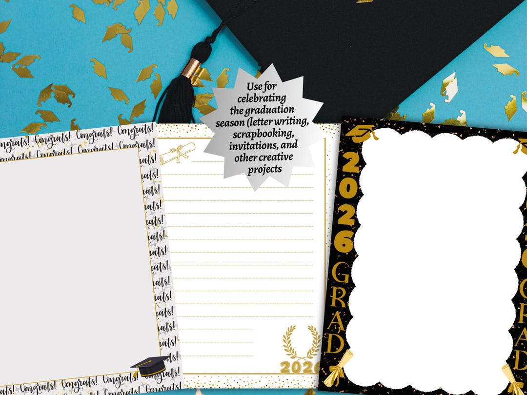 2026 Graduation Border, Stationery Paper, Printable Celebrate Graduate ...