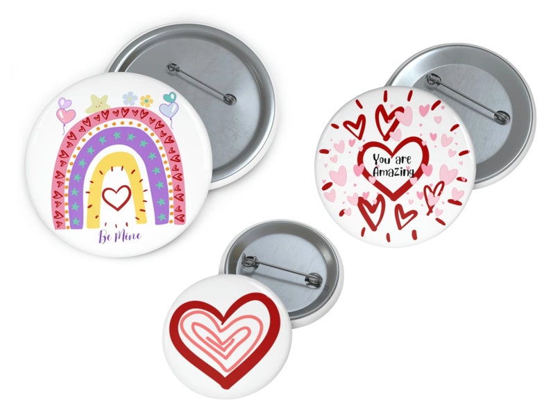 Valentine Heart Pinback Buttons Button Pin Love Hearts - Etsy