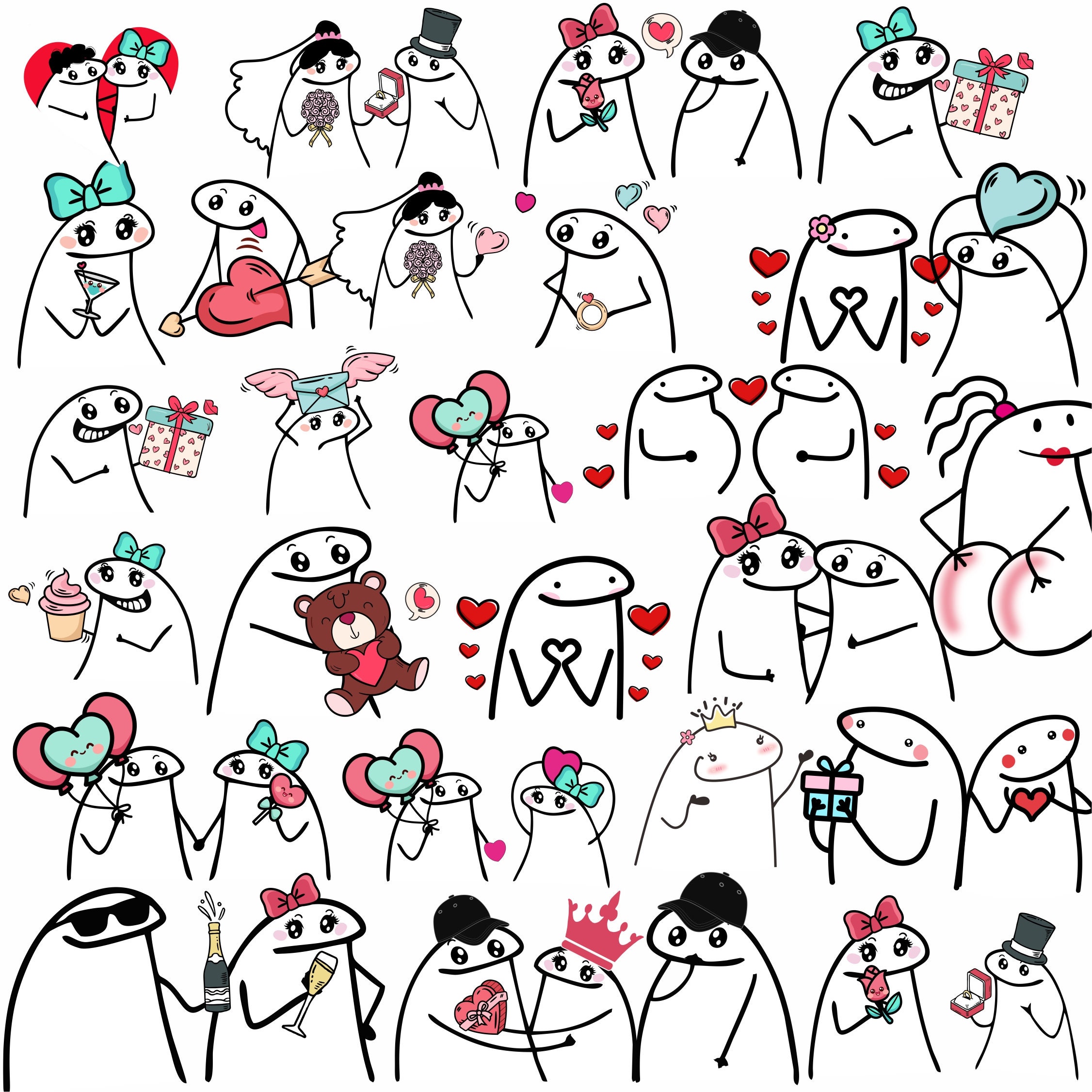 FLORKS Enamorados Novios San Valentín PNG 300dpi Memes - Etsy España