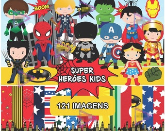 40 Kids Superhero Bundle super Heroes Kids Digital Set - Etsy