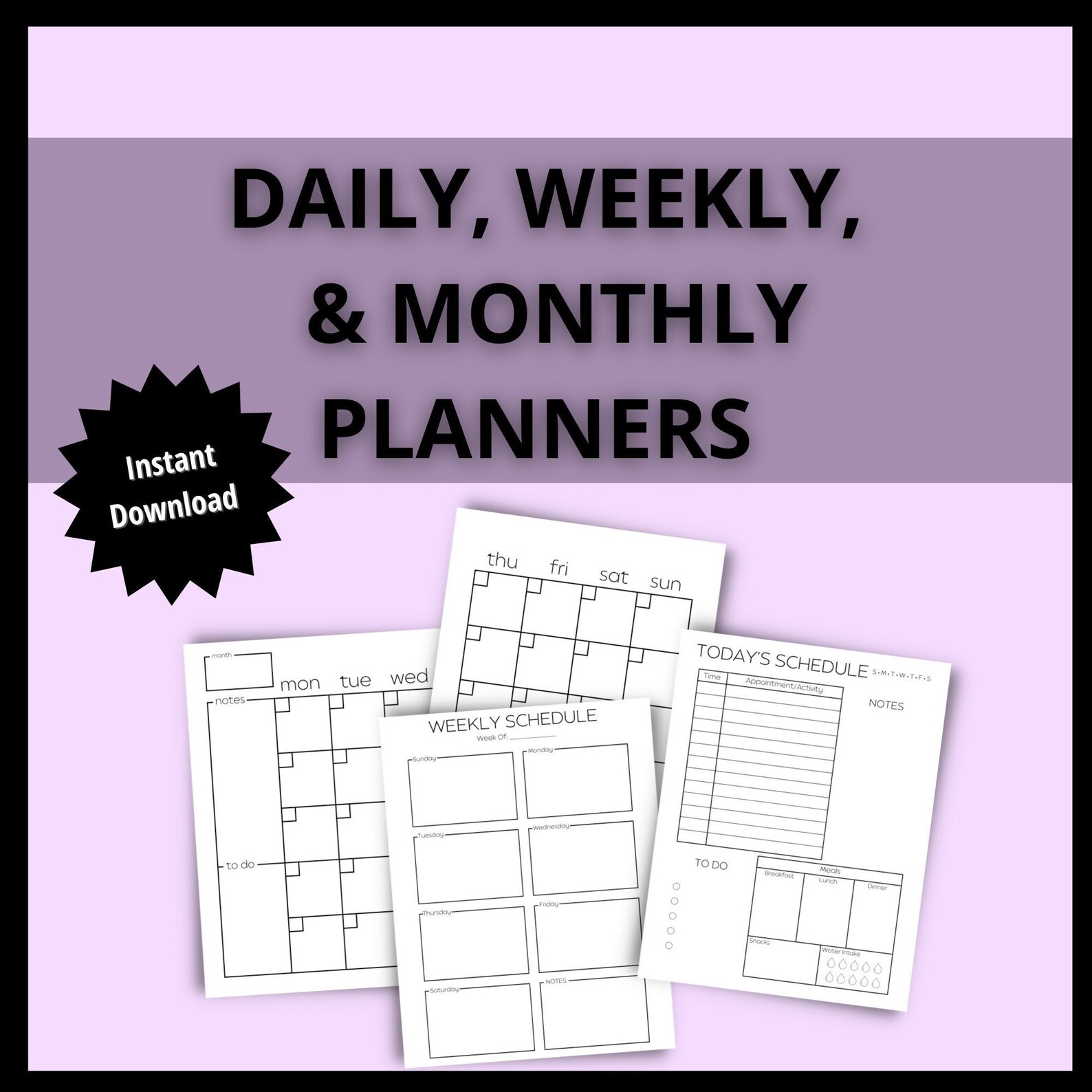 Printable Calendars Daily Weekly Monthly Planners - Etsy