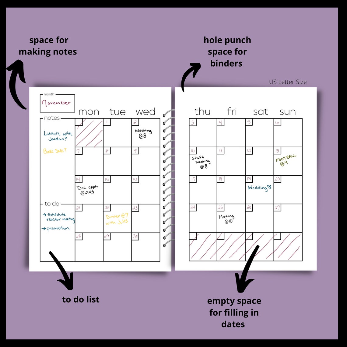 Printable Calendars Daily Weekly Monthly Planners - Etsy