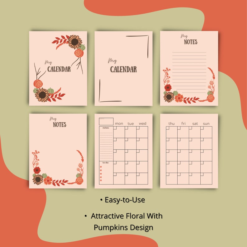 Printable Undated Monthly Calendar Fall Planner Autumn - Etsy
