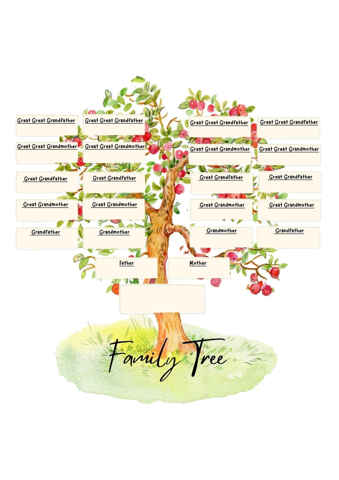 Baby Book Family Tree Template: 3 Generations (digital Download, PDF ...