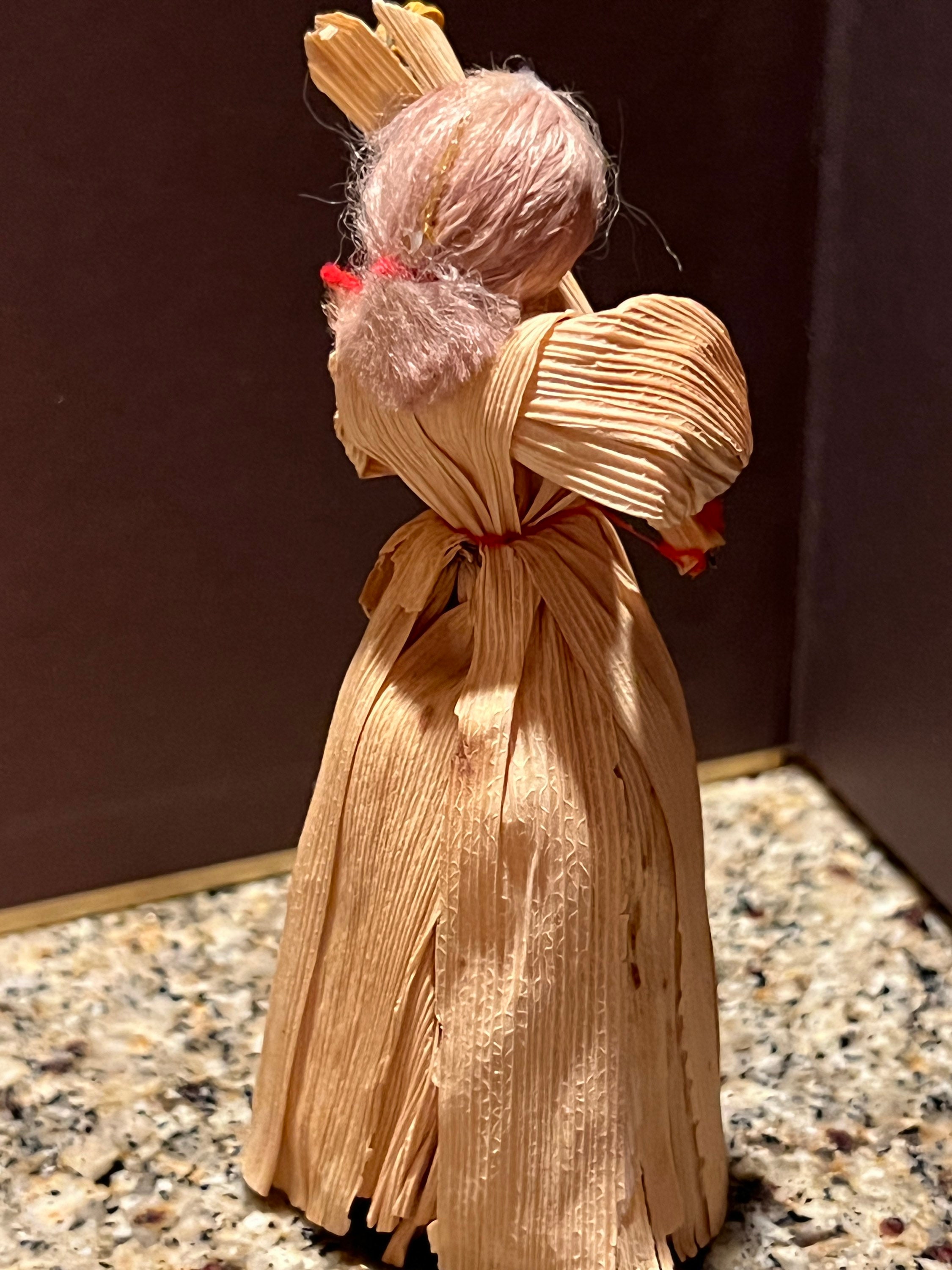Three Beautiful Vintage Corn Husk Dolls, Woman and Girl Carrying ...