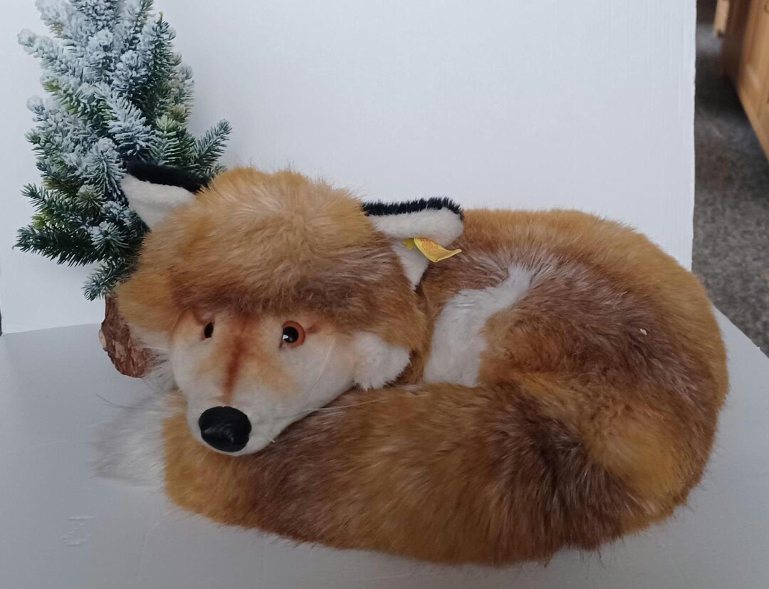 Steiff Fuchs fuzzy Liegend, Vintage, 80er Jahre, Knopf Und Fahne, 42 Cm ...