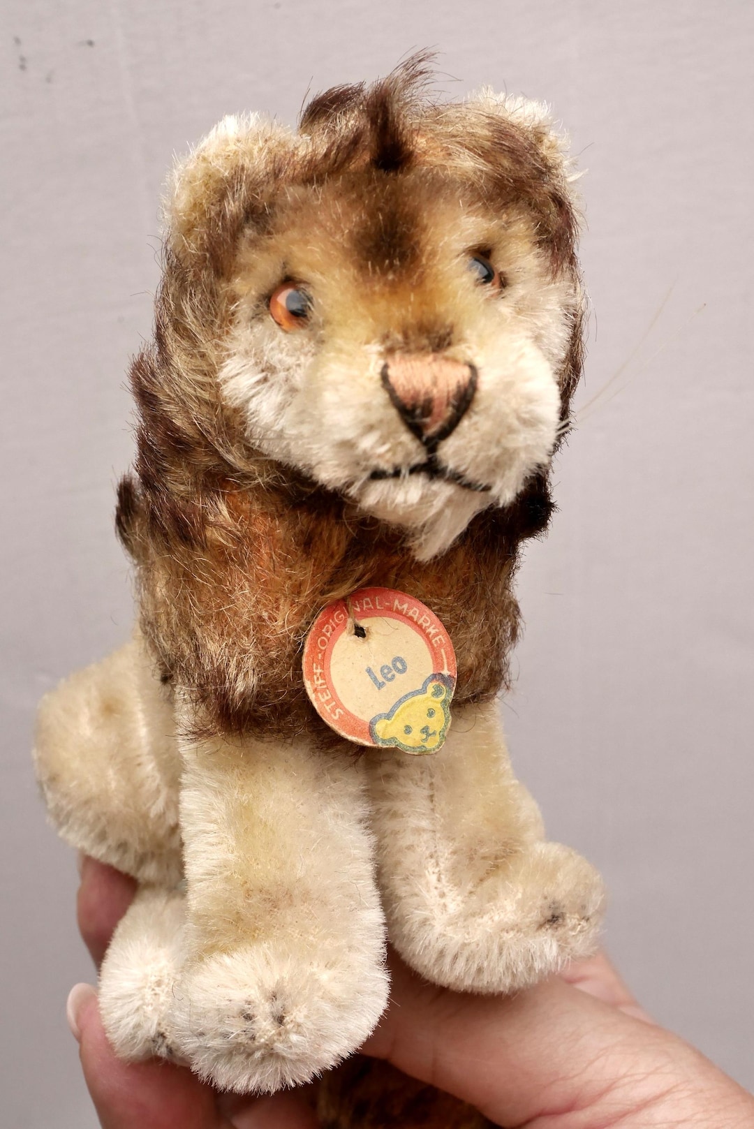Rare Steiff Lion LEO Sitting From the 60s, 12 Cm, With Bear Head Shield ...