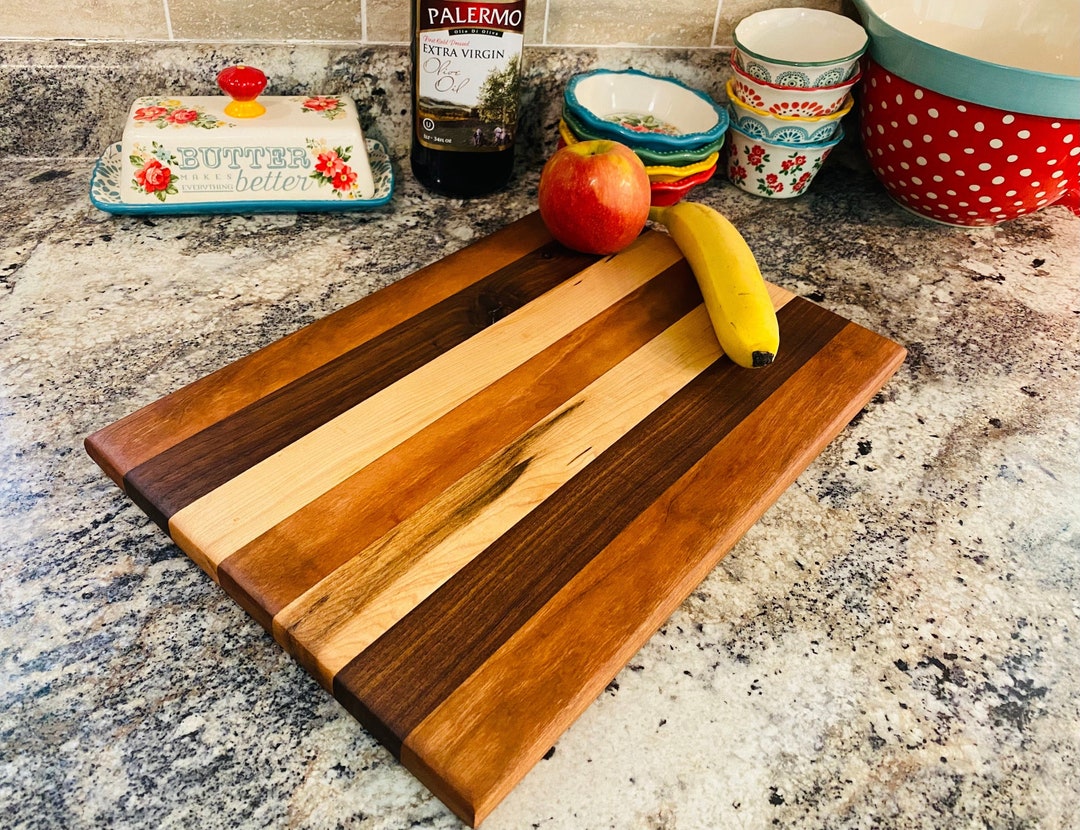 All Natural Handmade Wood Cutting Board: Cherry, Walnut & Maple - Etsy