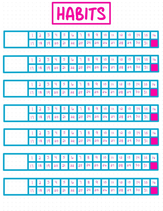 Habit Tracker Bullet Journal Template Goodnotes Template - Etsy