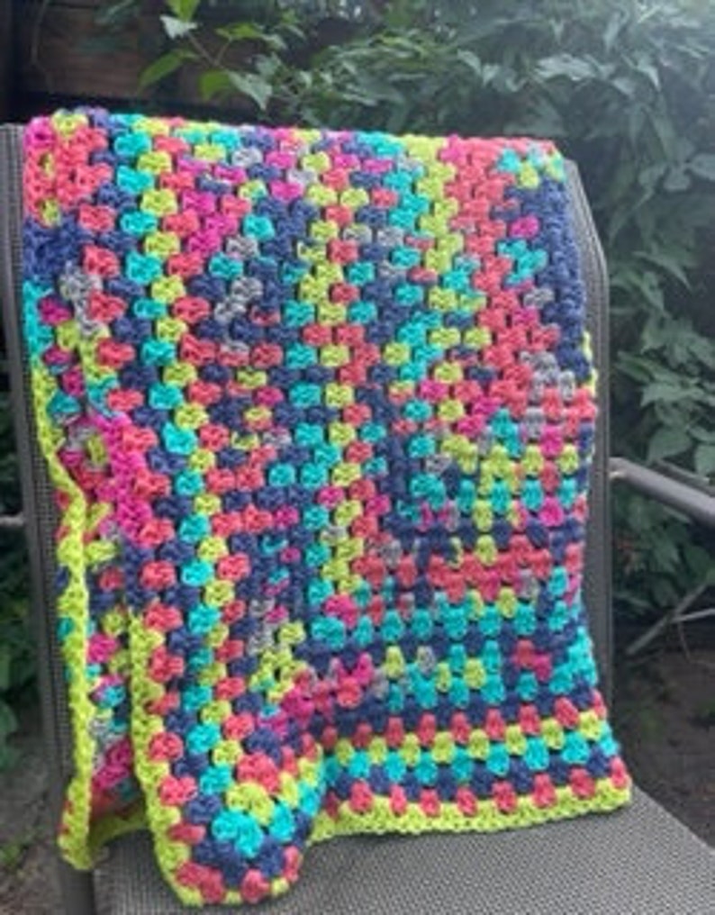 Handmade Crochet Granny Square Blanket, Bright Multicolor Baby Gift (35 ...