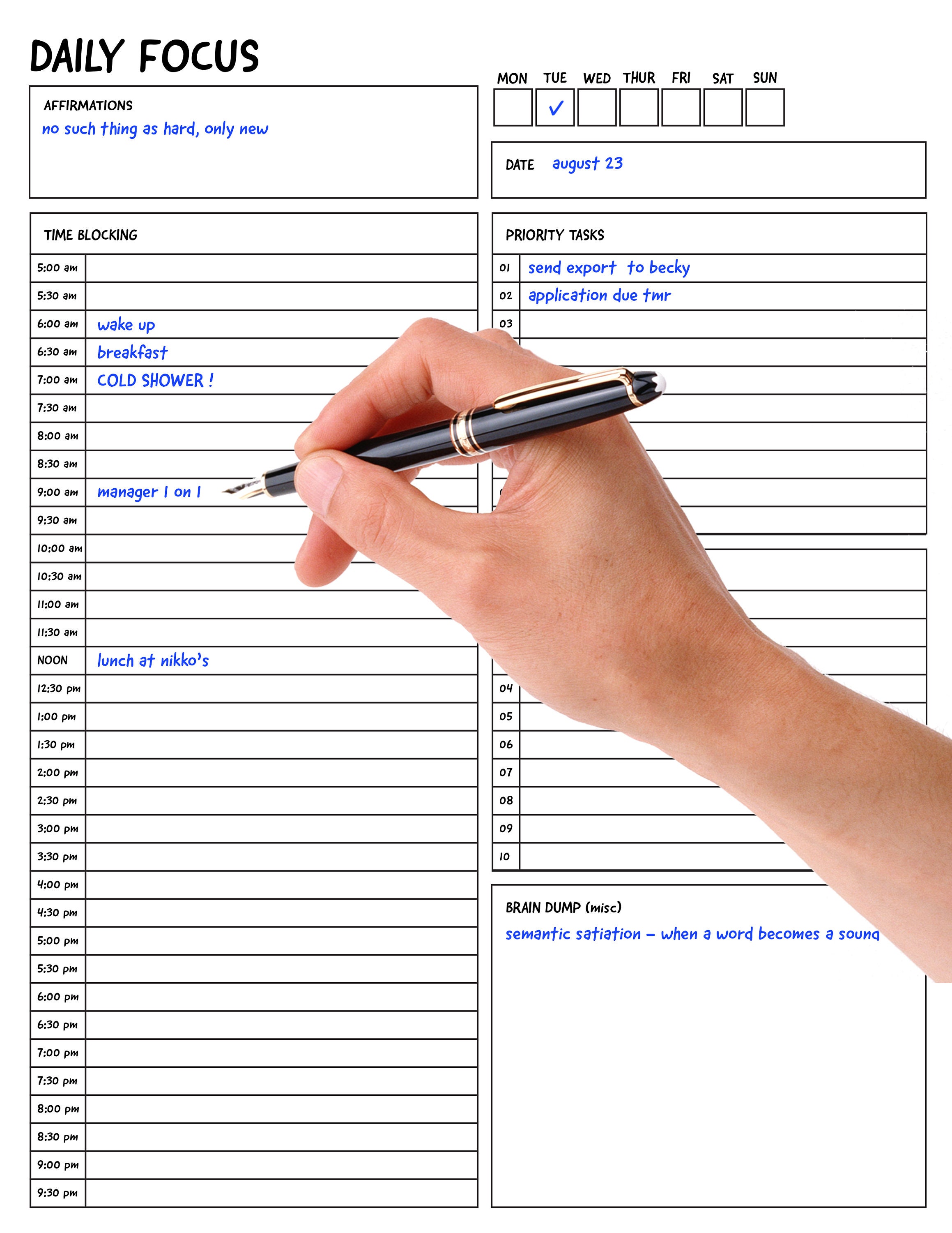Printable Daily Planner Tool for Time-management and - Etsy