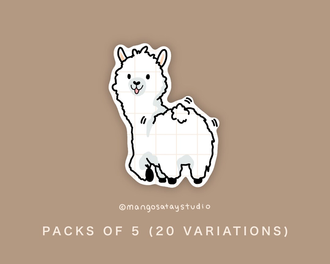 Cute Alpaca Sticker Packs of 5 || Die Cut Stickers || Handmade - Etsy