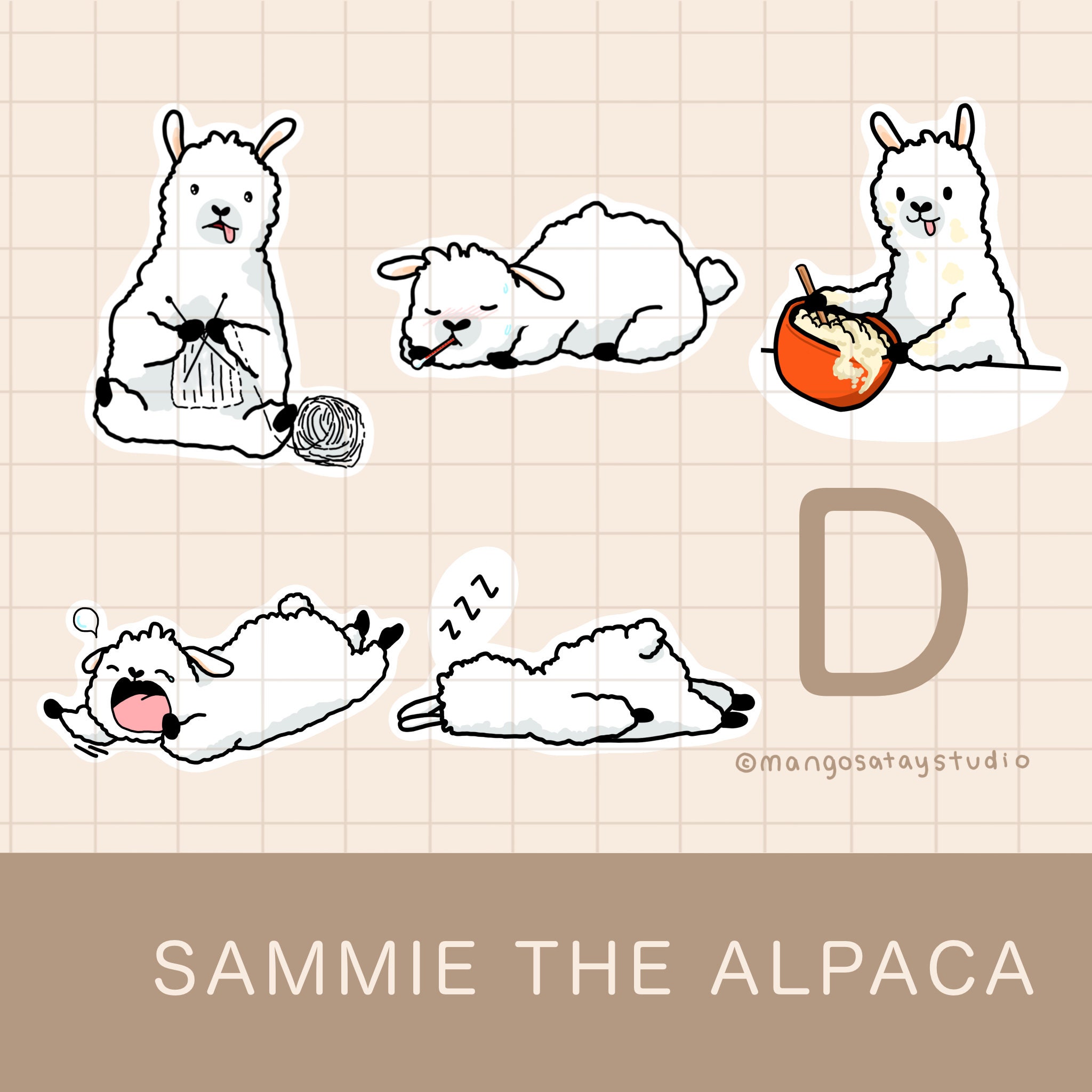 Cute Alpaca Sticker Packs of 5 || Die Cut Stickers || Handmade - Etsy