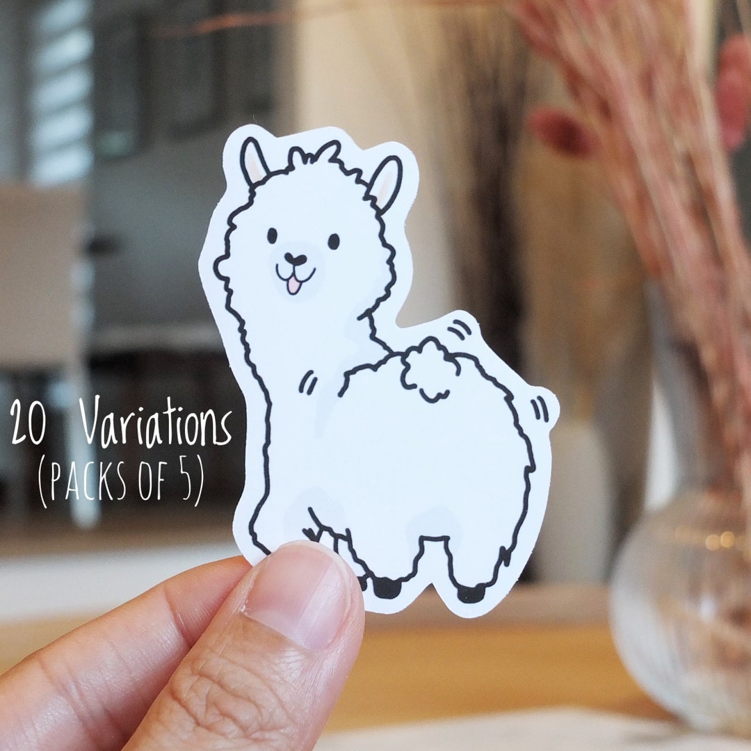 Cute Alpaca Sticker Packs of 5 Die Cut Stickers Handmade - Etsy