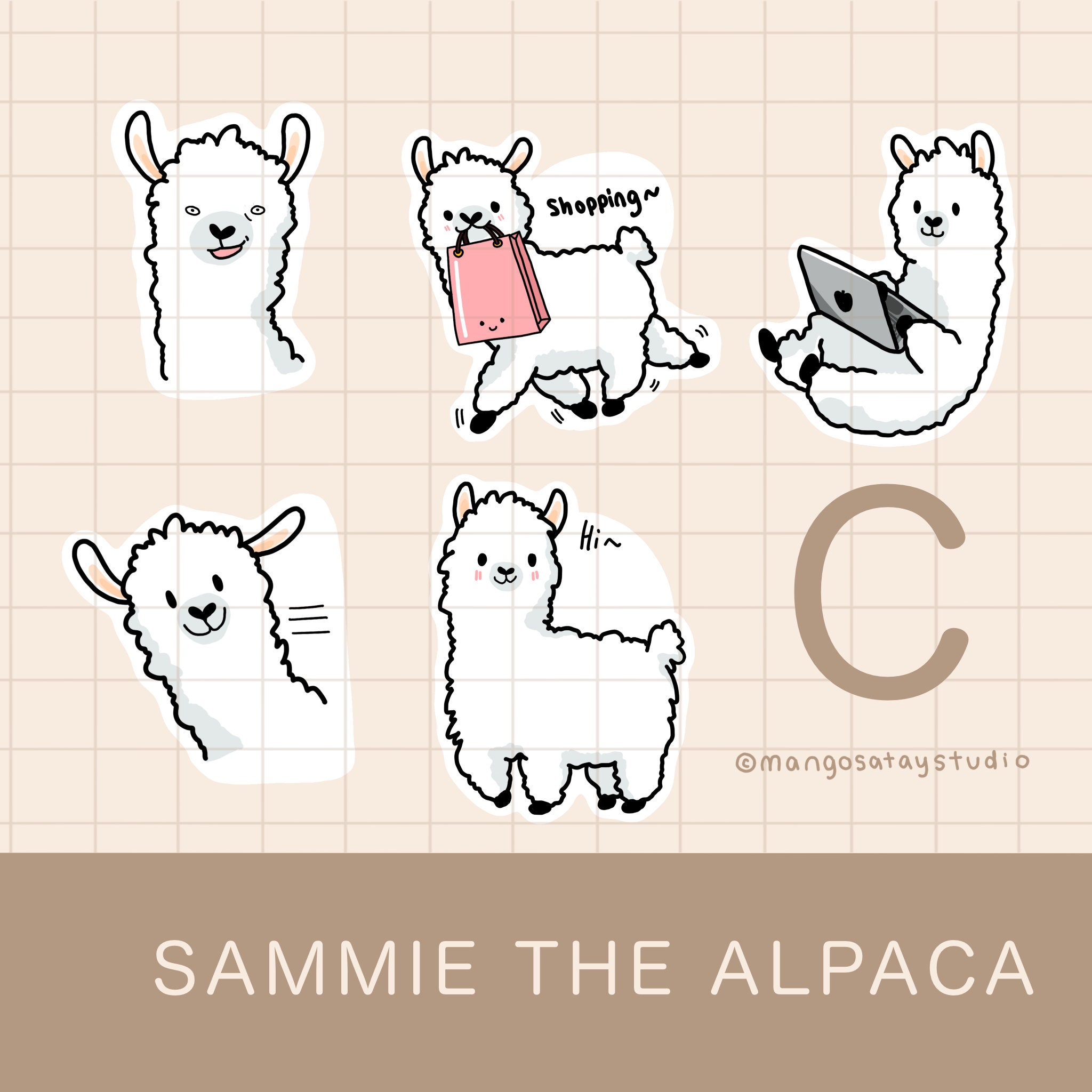 Cute Alpaca Sticker Packs of 5 Die Cut Stickers Handmade - Etsy