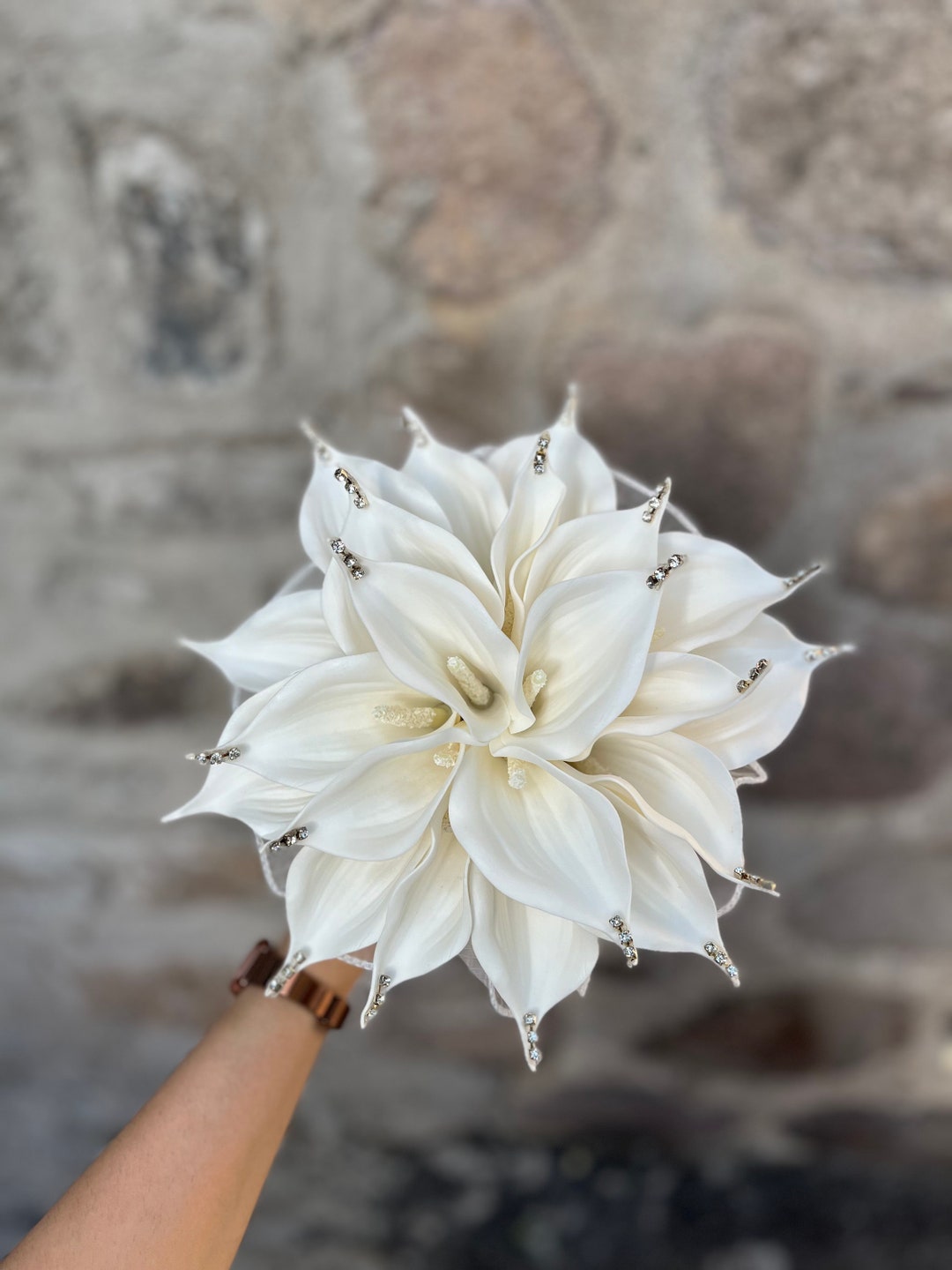 Faux Ivory Calla Lilies Bridal Bouquet: Real Touch Wedding Bouquet - Etsy