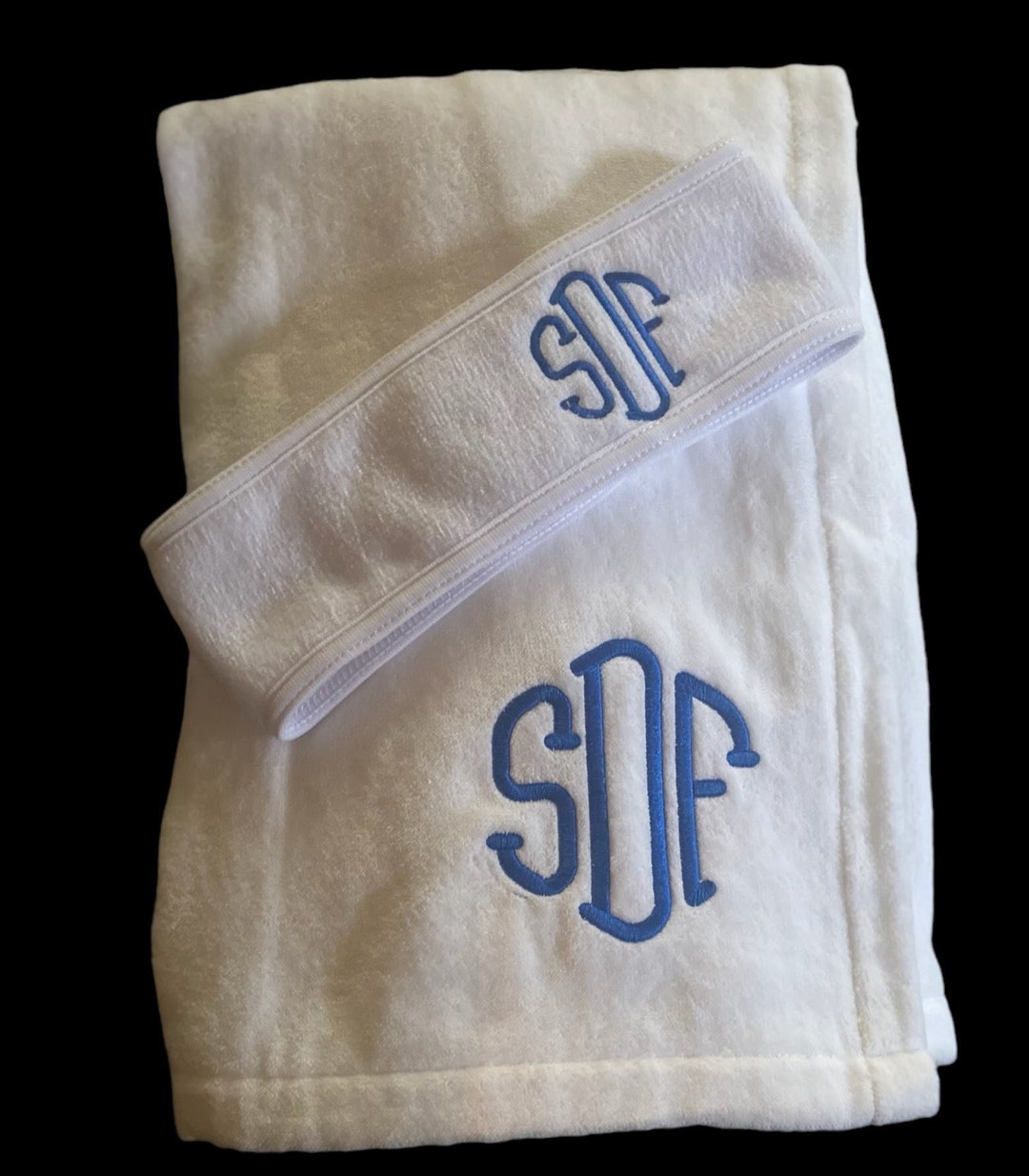 Monogrammed Terry Cloth Spa Set; Personalized Towel Wrap With Matching ...