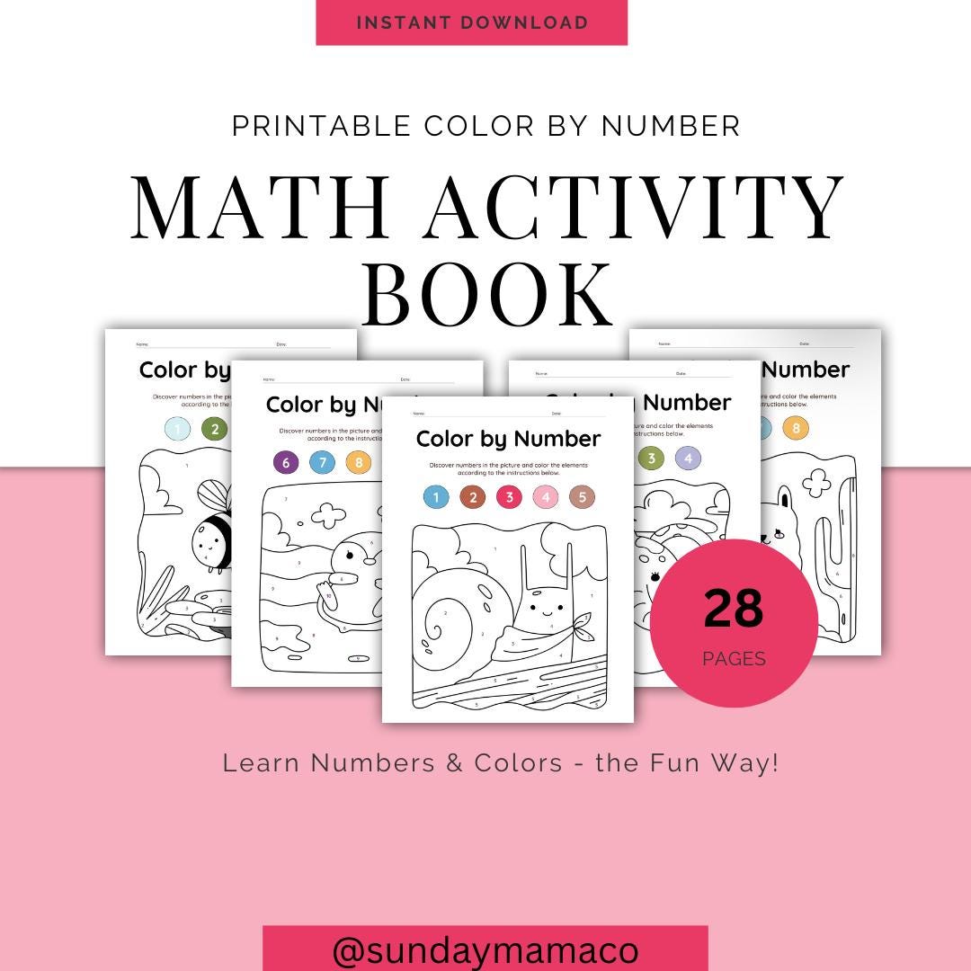 Preschool Math & Color by Number Worksheets | Fun Learning Printables ...