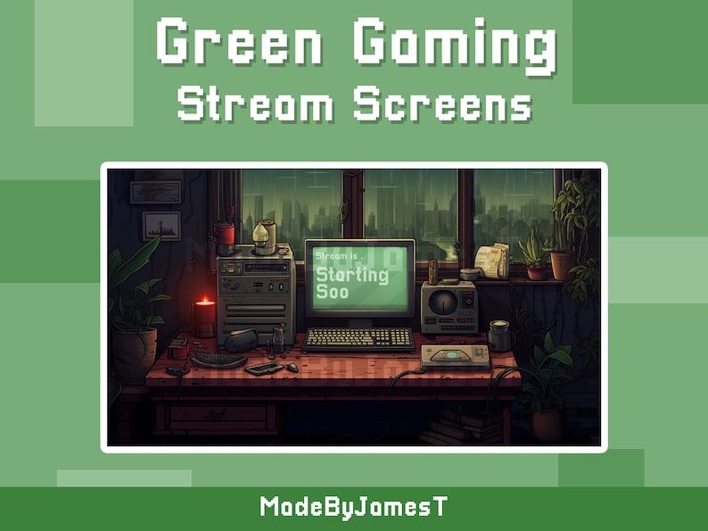 Cozy Green Gaming Screens // Twitch Screens // Starting Soon Screen ...