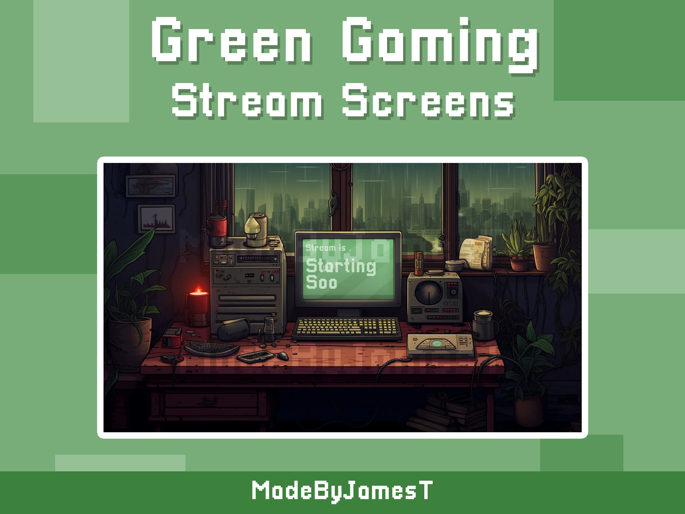 Cozy Green Gaming Screens // Twitch Screens // Starting Soon Screen ...