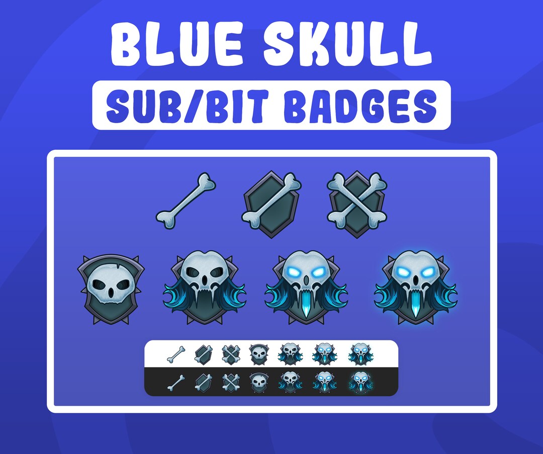 Blue Skull Streamer Badges // Twitch Badges // Twitch Bit Badges ...