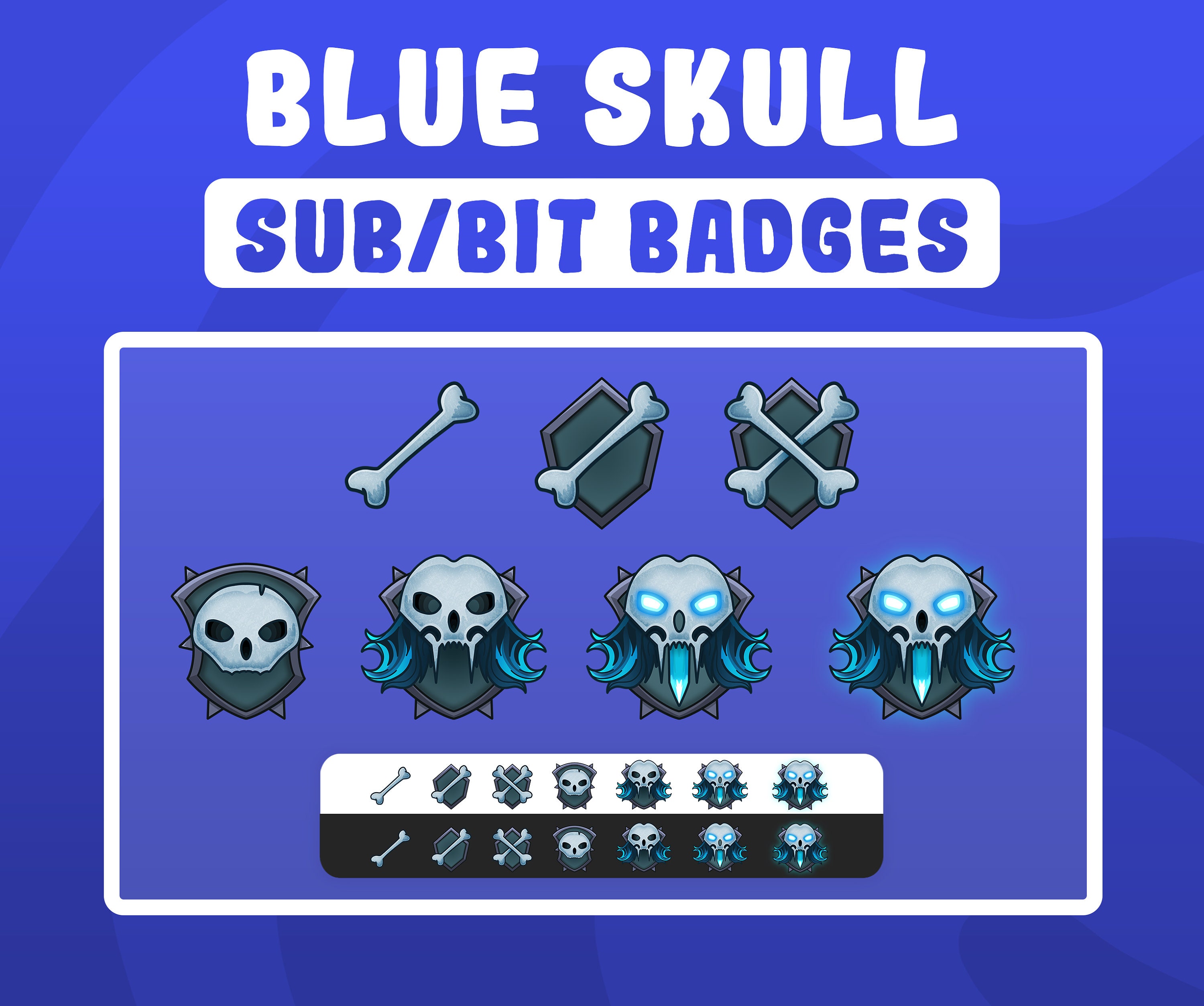 Blue Skull Streamer Badges // Twitch Badges // Twitch Bit Badges ...