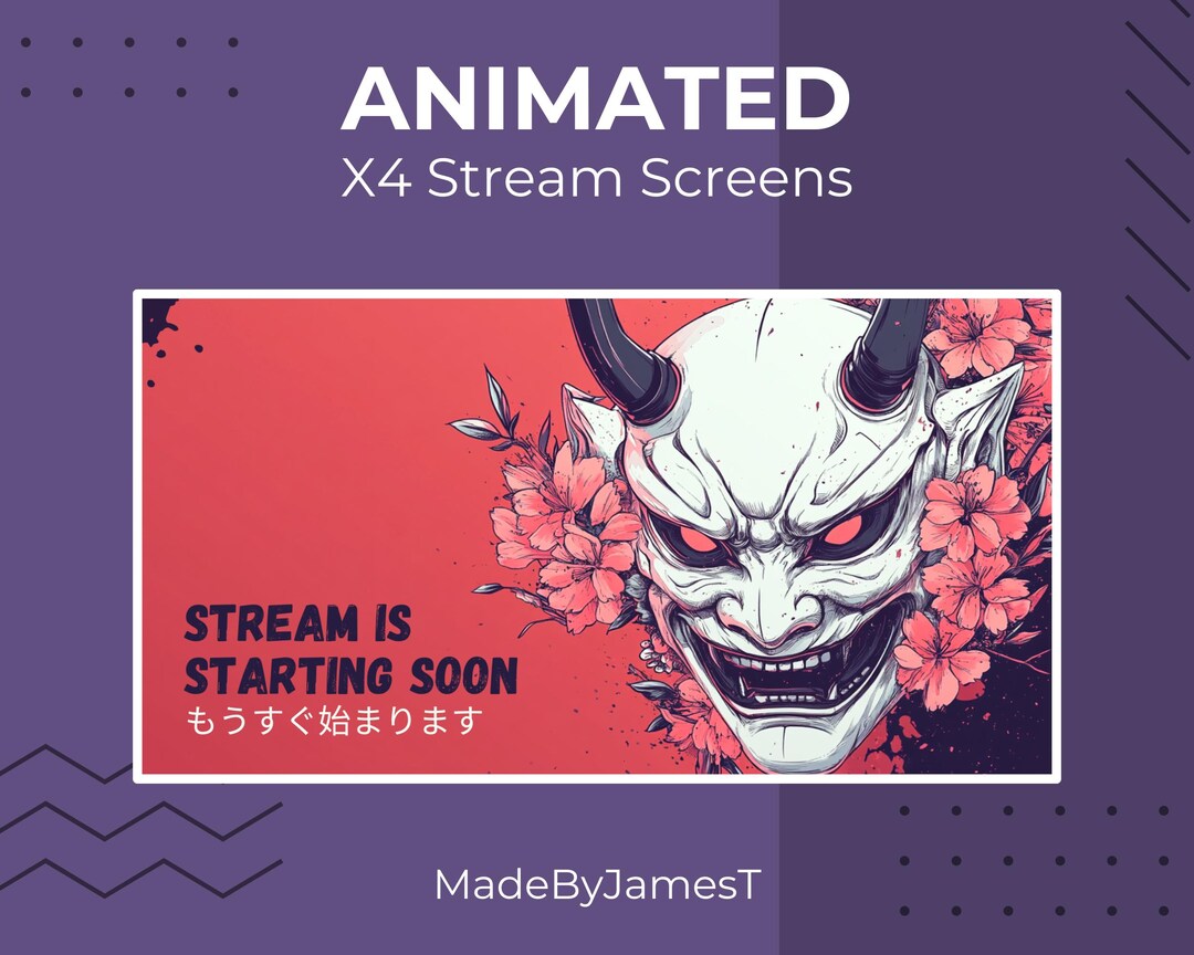 Japanese Samurai Mask Stream Screens for Twitch - Twitch Scenes, Stream ...