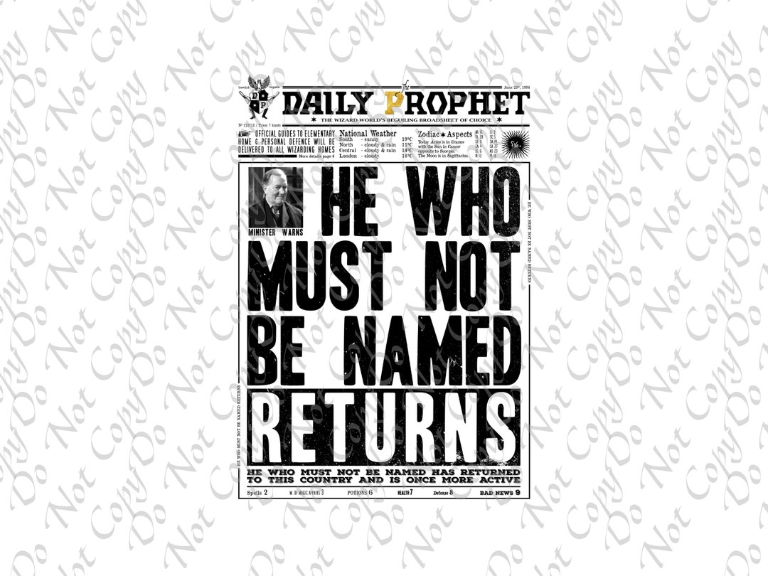 Daily Prophet He Who Must Not Be Named Returns Poster Sub - Etsy UK
