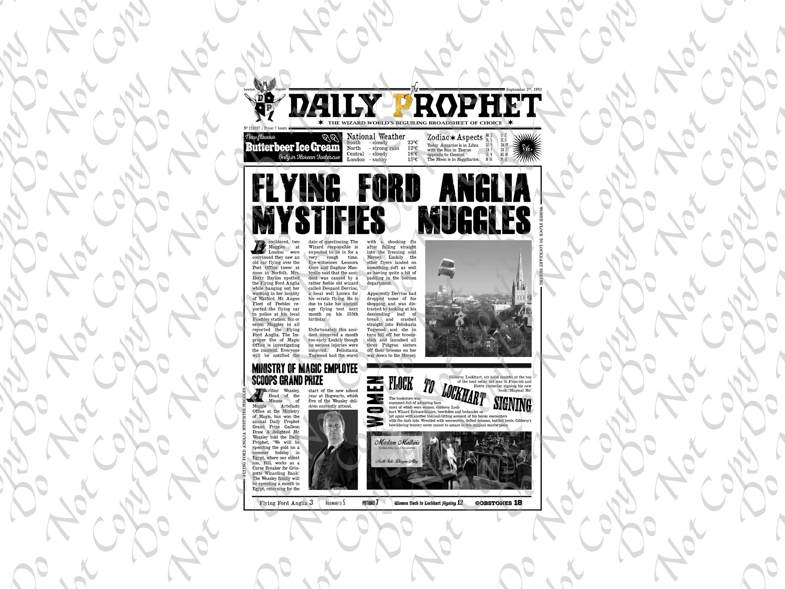 Daily Prophet Flying Ford Anglia Mystifies Muggles Poster Sub - Etsy