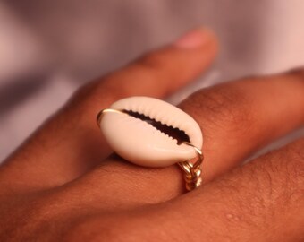 Handmade Cowrie Shell Ring, Puka Shell Ring, Gold Filled, Sterling Silver - Etsy