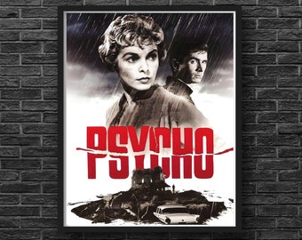 Psycho Scream Print, Classic Horror Movie Poster, Janet Leigh Print ...