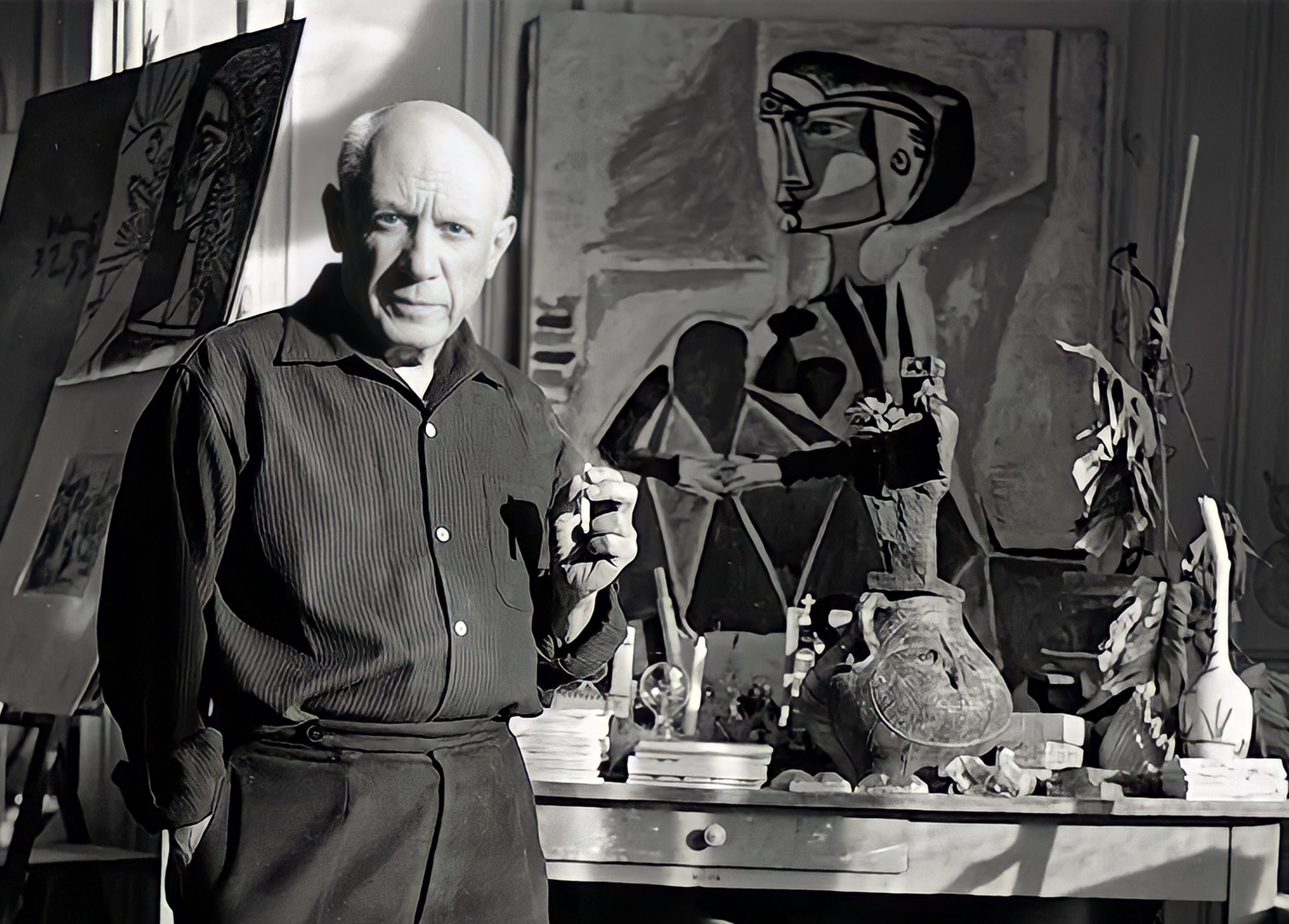 Pablo Picasso in His Studio 1956 Museum Quality Print - Etsy
