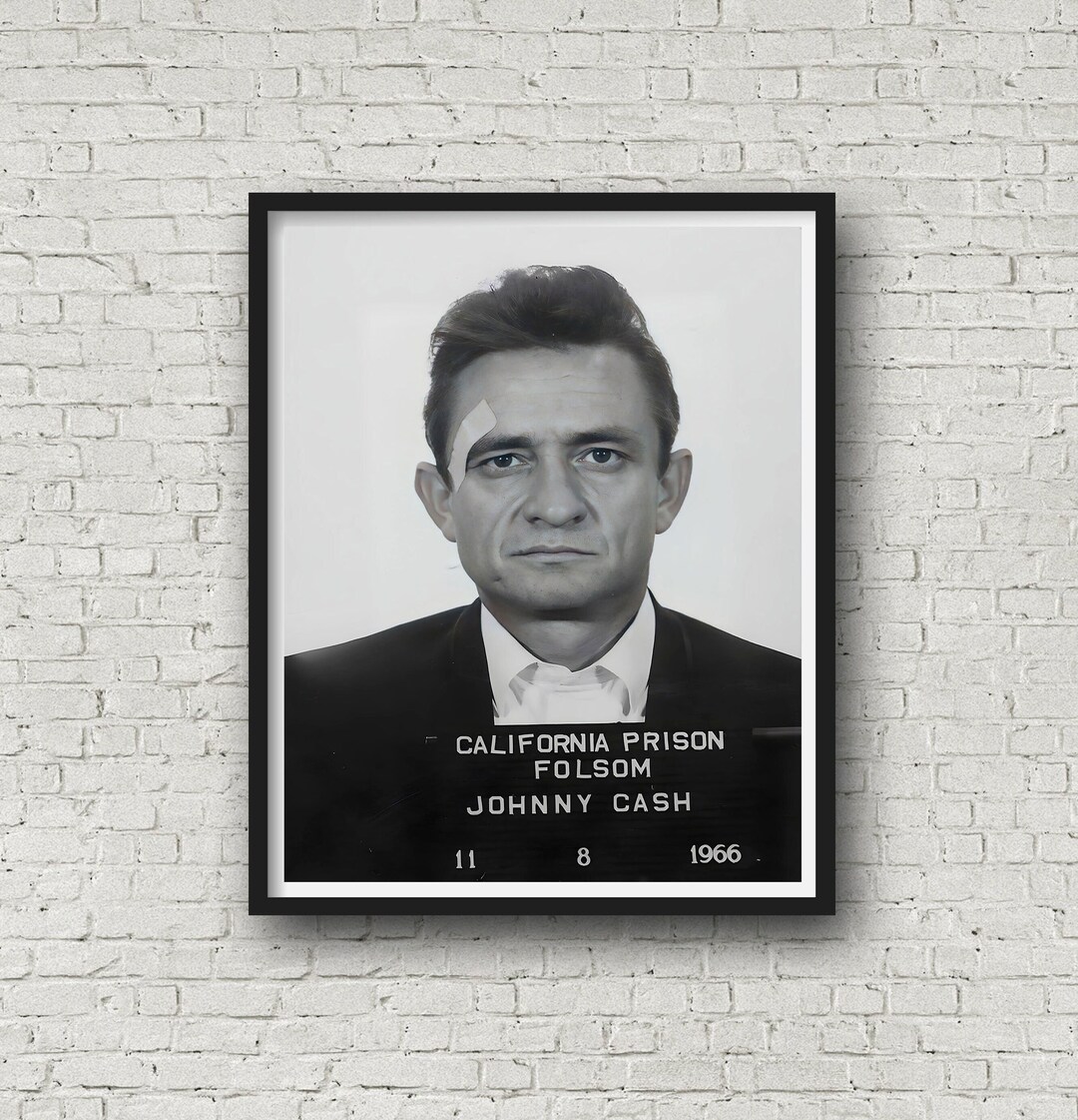 Johnny Cash 1966 Mugshot, Famous Mugshots, Johnny Cash Print, Man Cave ...