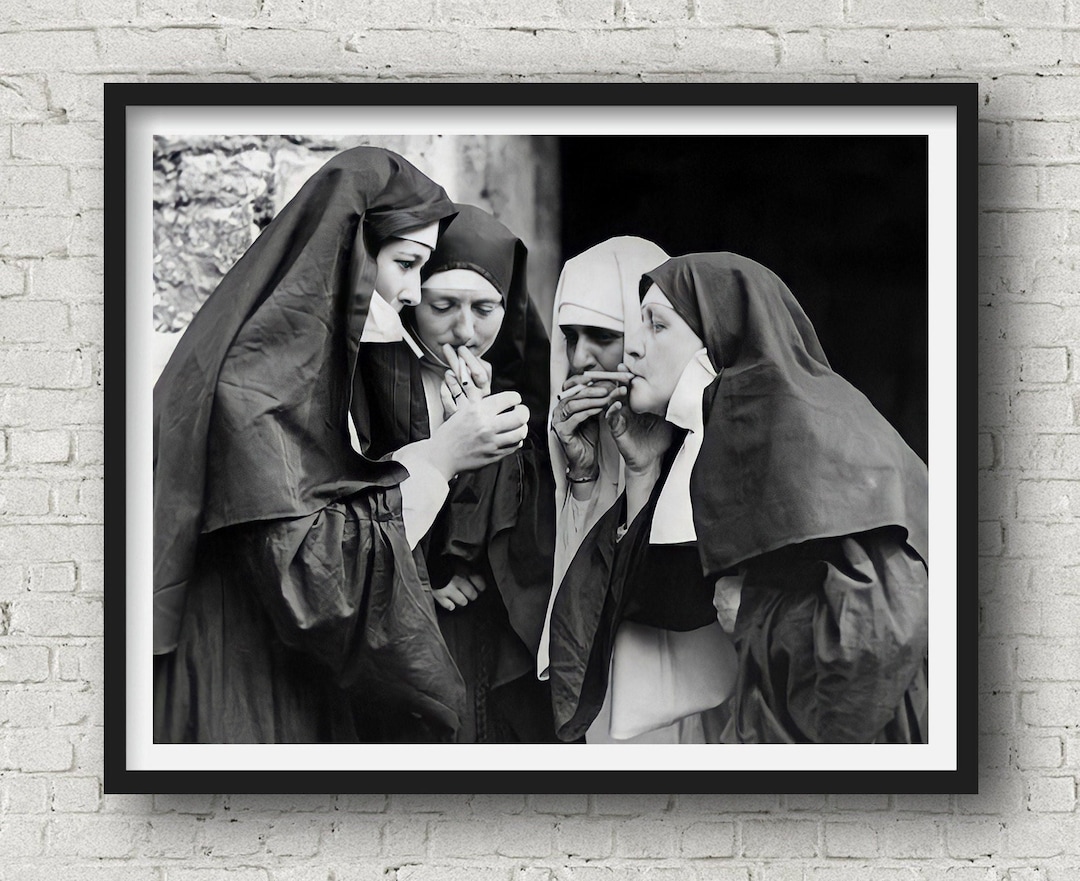 Smoking Nuns Print 1960s Photography Vintage Photo Print - Etsy